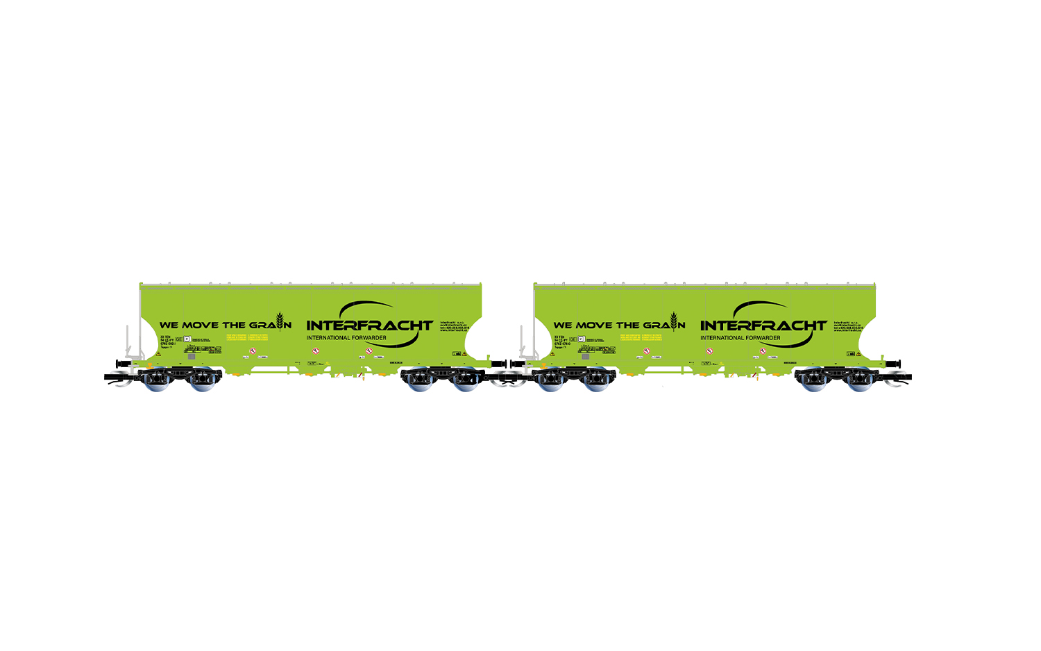 HN9759 CZ-interfracht, 2-unit set of 4-axle silo wagons, neon green ...