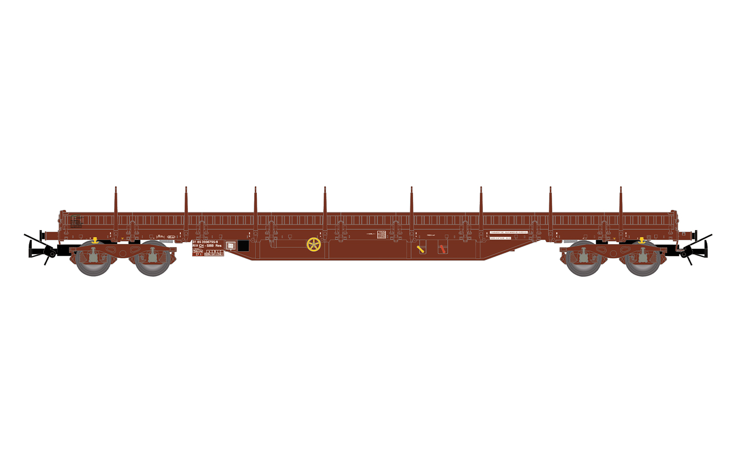 HR6713 CH-SBB, 4-axle stake wagon, Res, brown livery with grey bearing ...