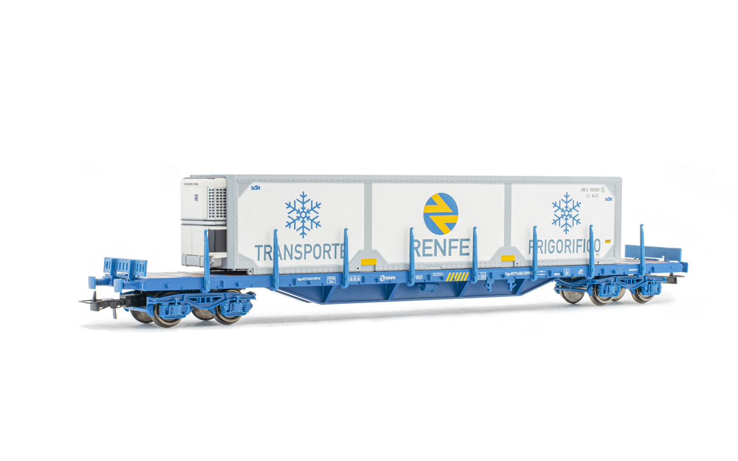 HE6007 Electrotren (H0 1:87), RENFE, MMQC flat wagon, blue livery ...