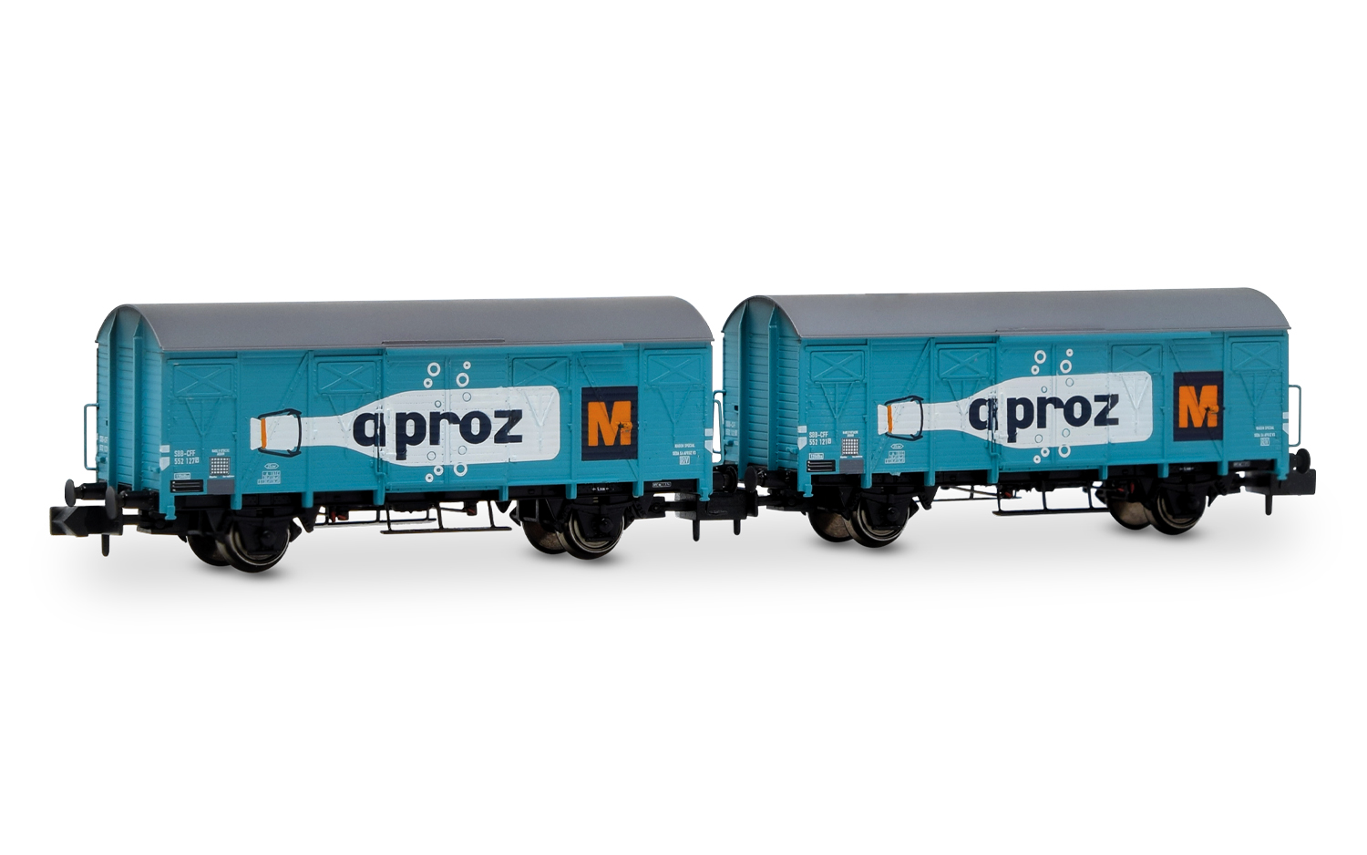 HN6683 SBB, 2-unit set of 2-axle closed wagon "APROZ", type K4, ep. III
