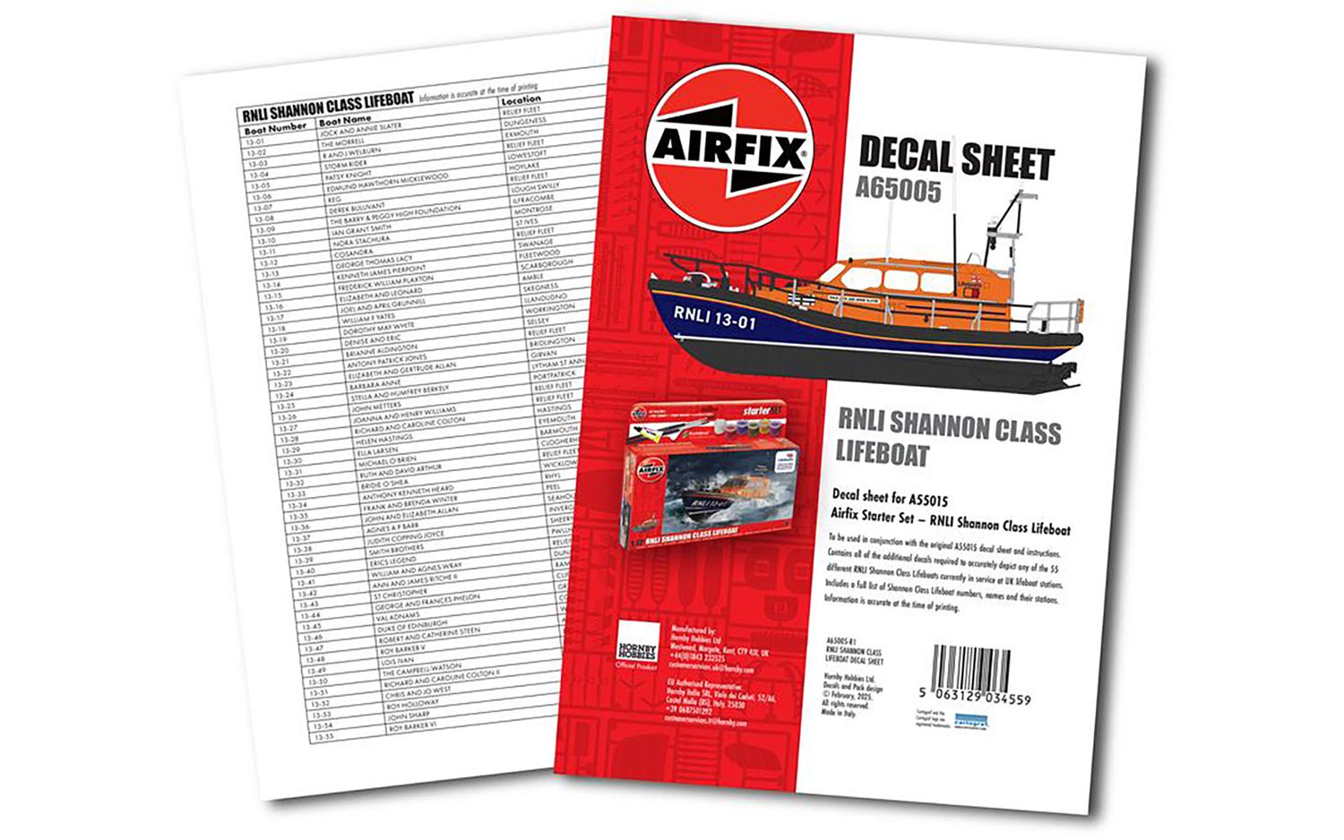 A65005 Decal Sheet - RNLI Shannon Class Lifeboat (A55015)