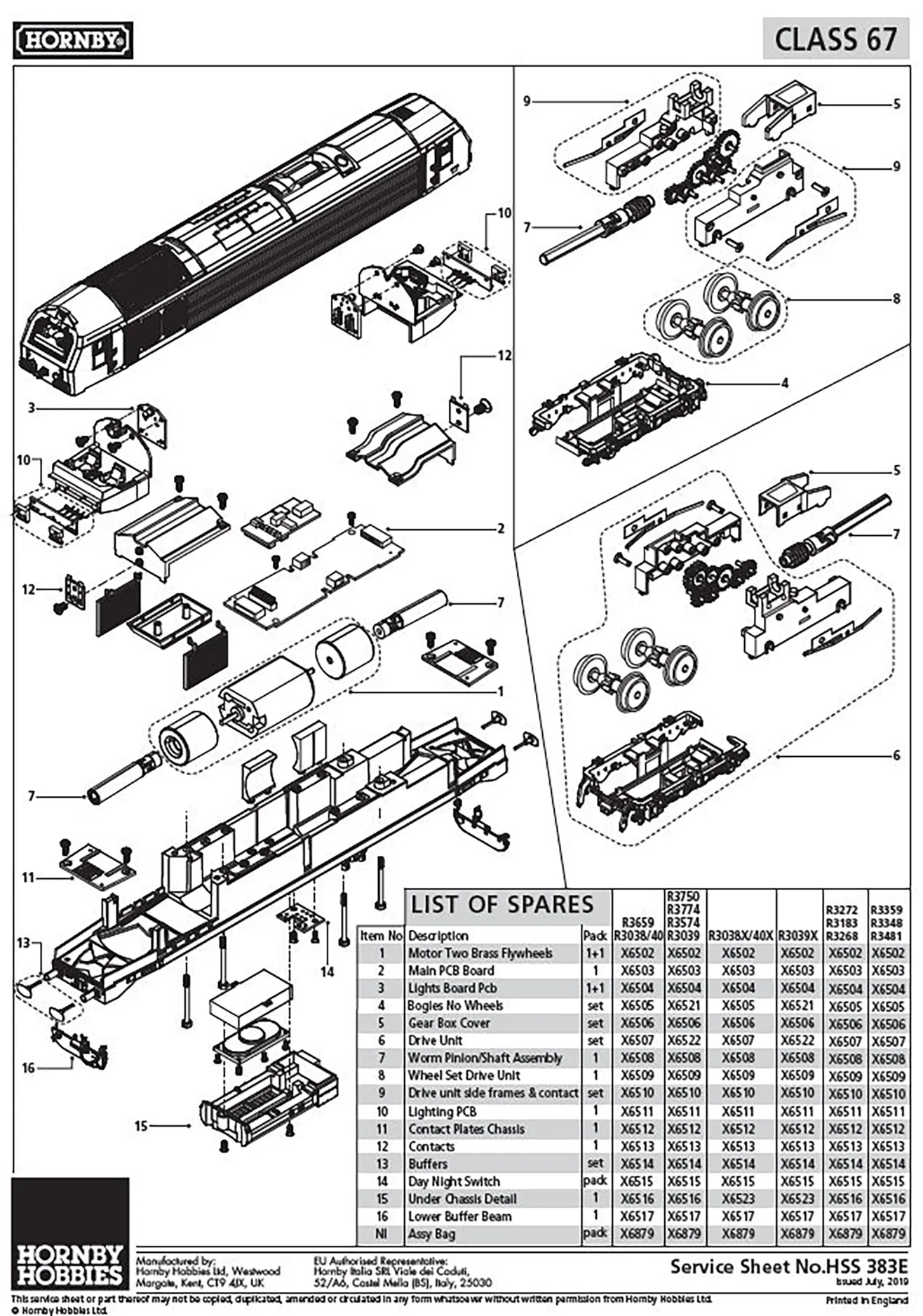 X6509 Class 67 Drive Unit Wheel Set
