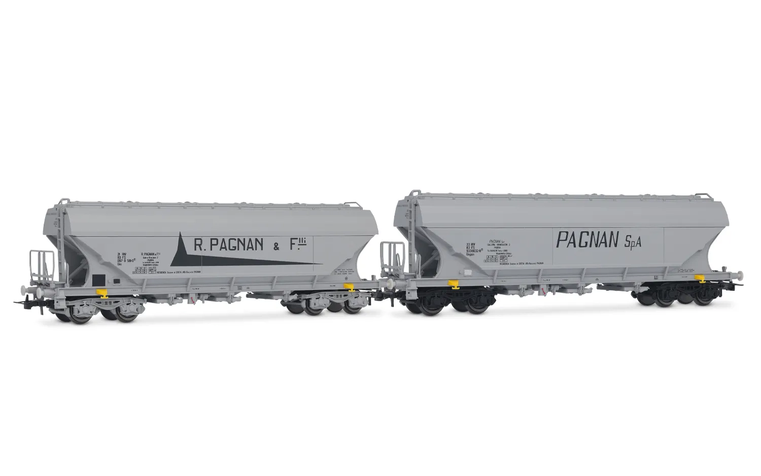 HR6678 FS, 2-unit flat-sided set of hopper wagons type Uas, "Pagnan ...