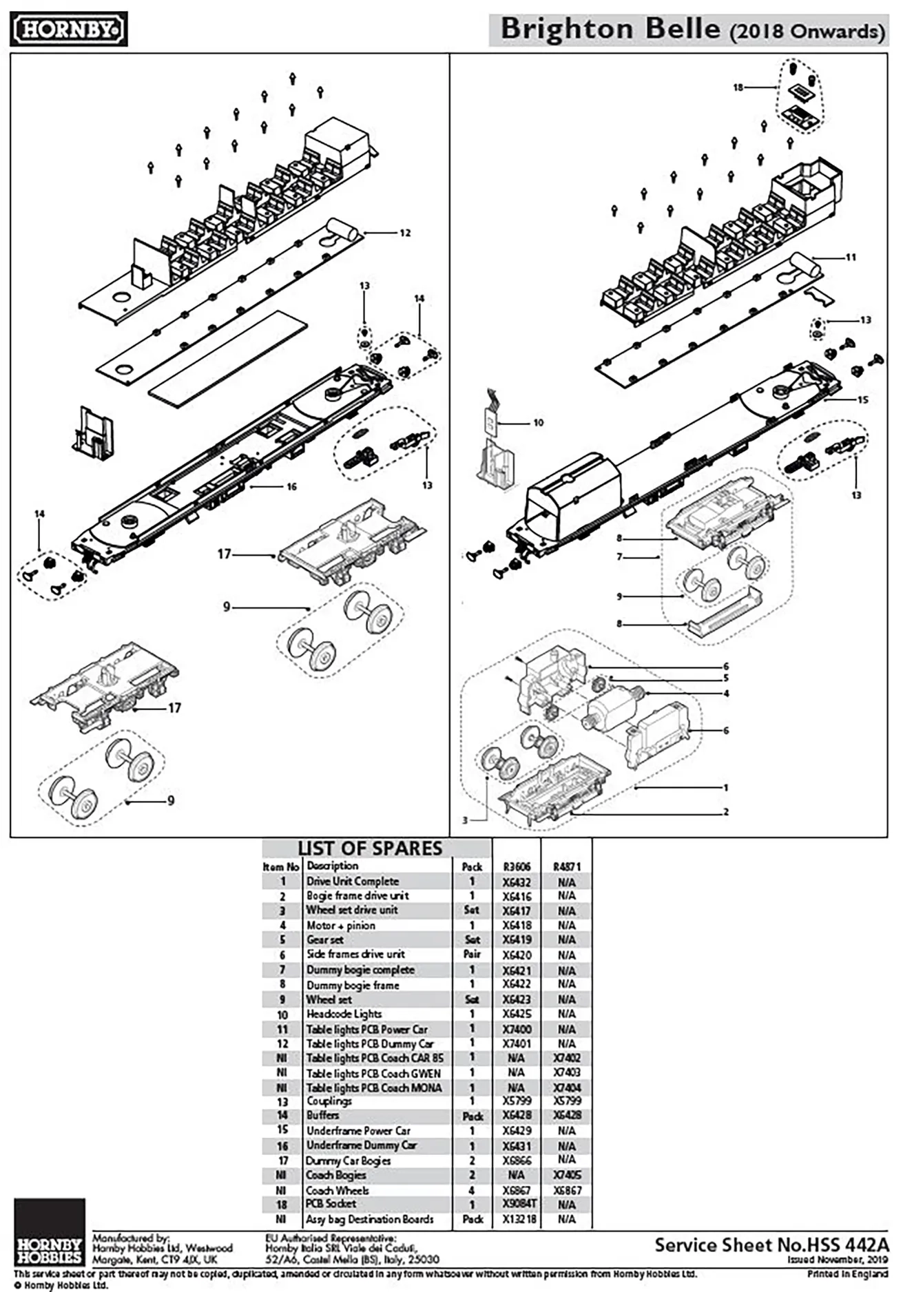 X6423 Brighton Belle Wheel Set (R2988)