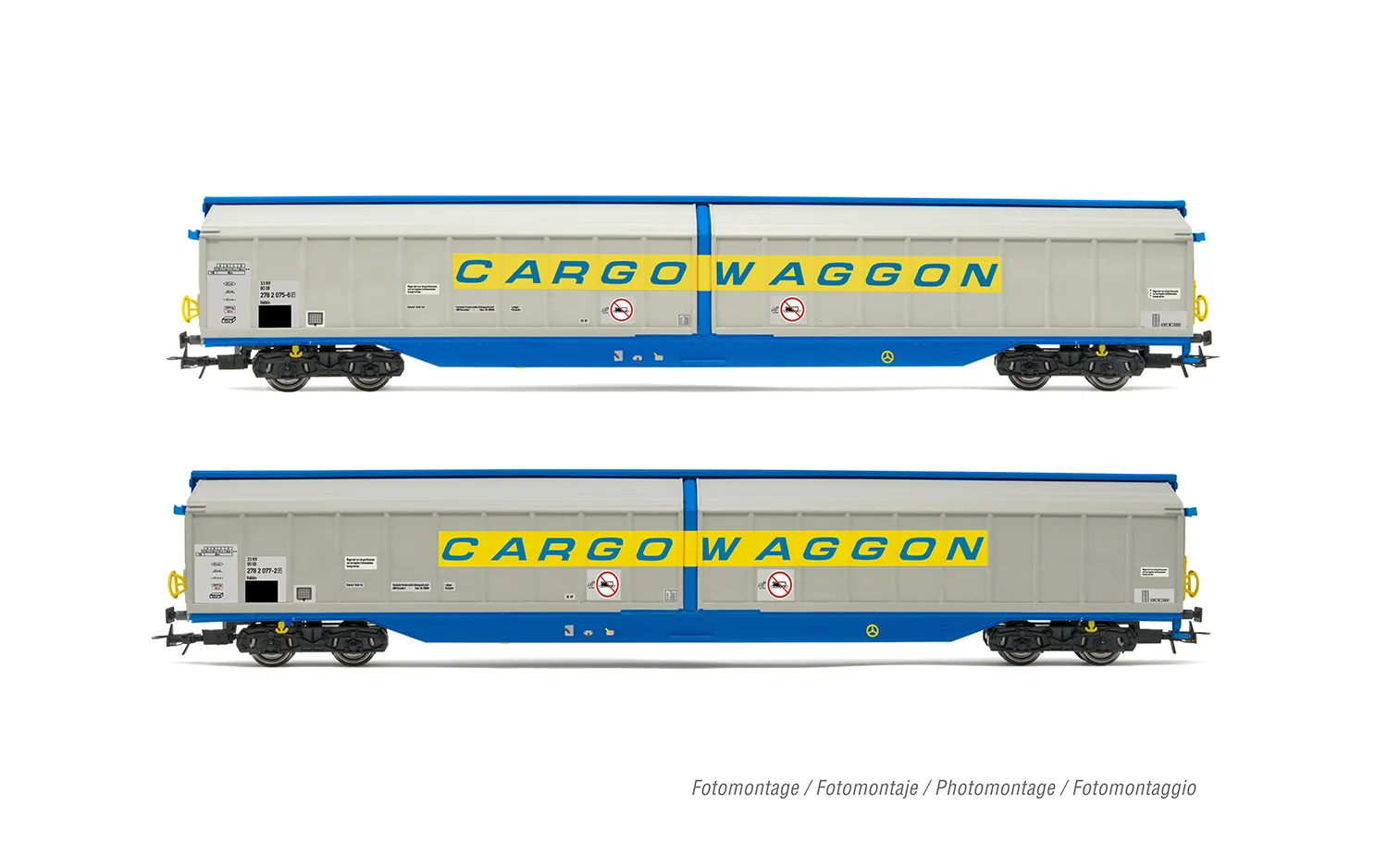 HR6599 DB, 2-unit pack sliding wall wagons "CARGOWAGGON", silver livery ...