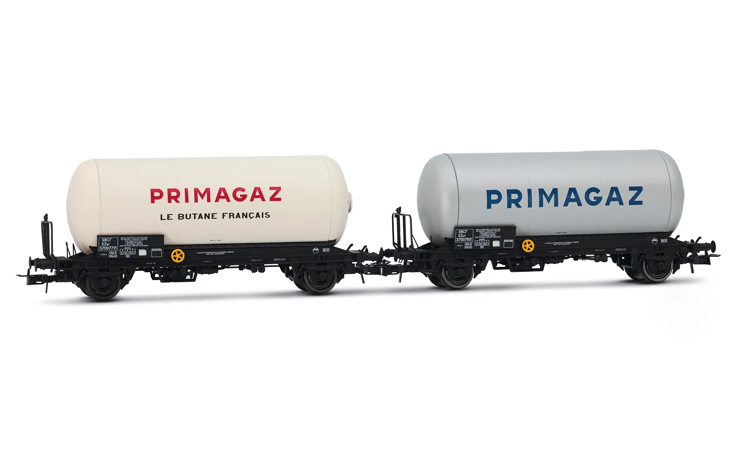 HJ6264 SNCF, 2-unit set of 2-axle gas tank wagons "Primagaz", ep. III