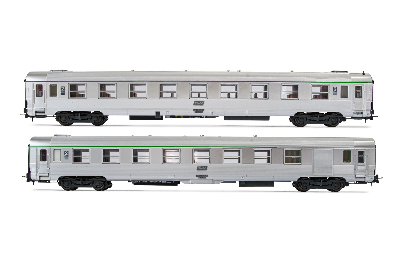 HJ4135 Jouef (H0 1:87), SNCF, 2-unit set of DEV Inox 2nd class coaches ...