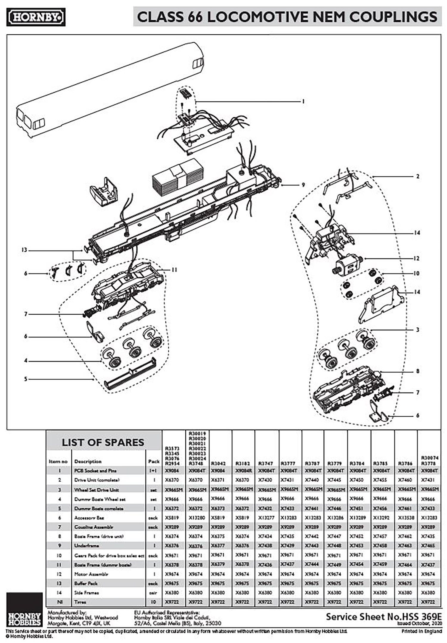 X6378 Class 66 Dummy Bogie Frame (R2954)