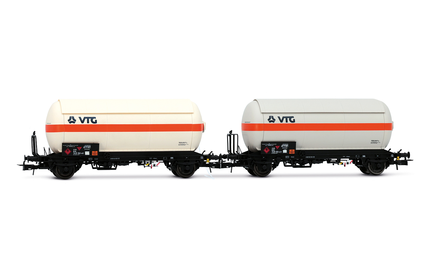 HR6619 DB, 2-unit set of 2-axle gas tank wagons with sun roof, "VTG", ep. V