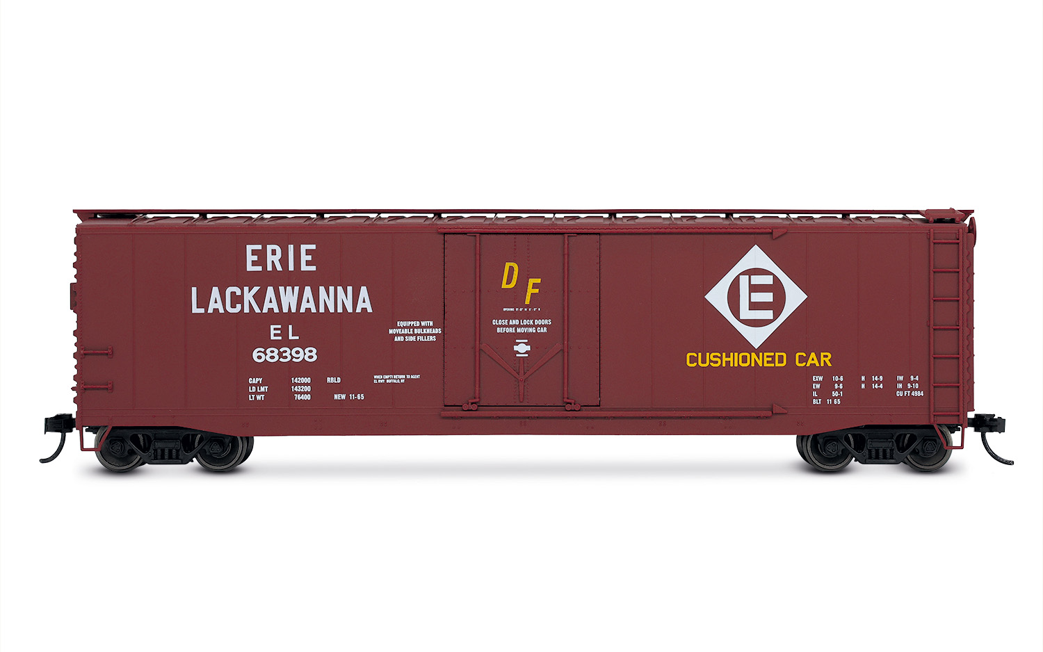 HR6664A Erie Lackawanna, plug door boxcar, with roof walkway, #68398