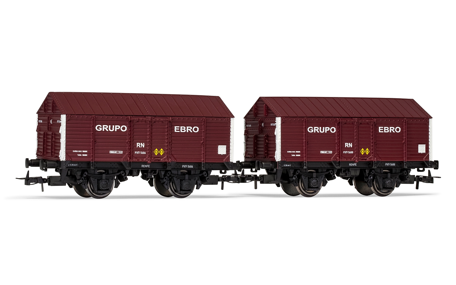E19036 Electrotren (H0 1:87) R.N., 2 unit set covered wagons PX with ...