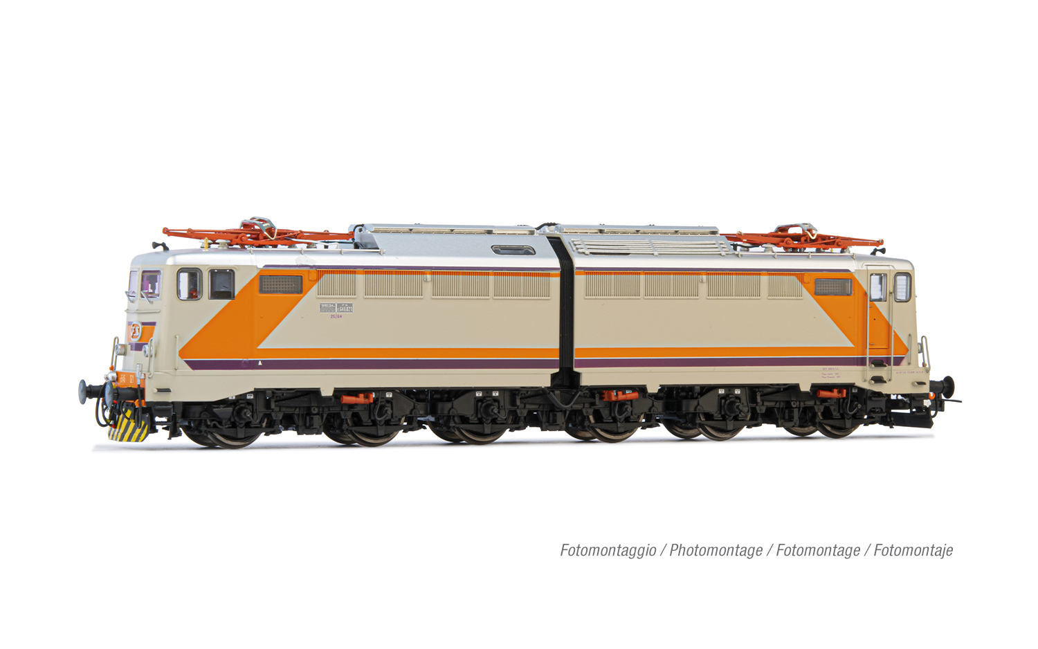 HR2980 FS, 6-axle electric locomotive E.646 "Navetta", MDVC livery, silver roof, Triplex windows ...