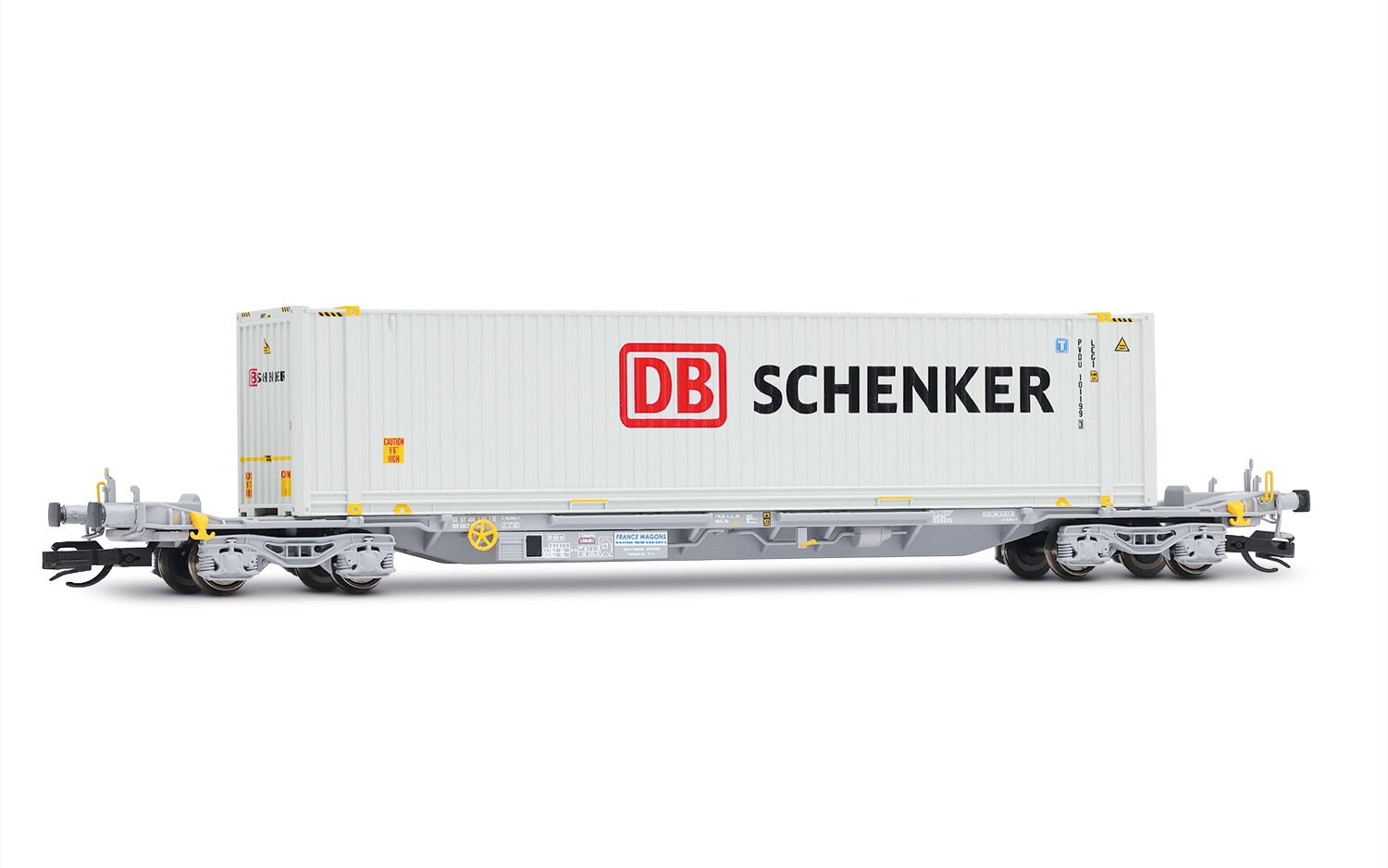 HN9761 4-axle container wagon, grey livery, with 45' container "DB ...