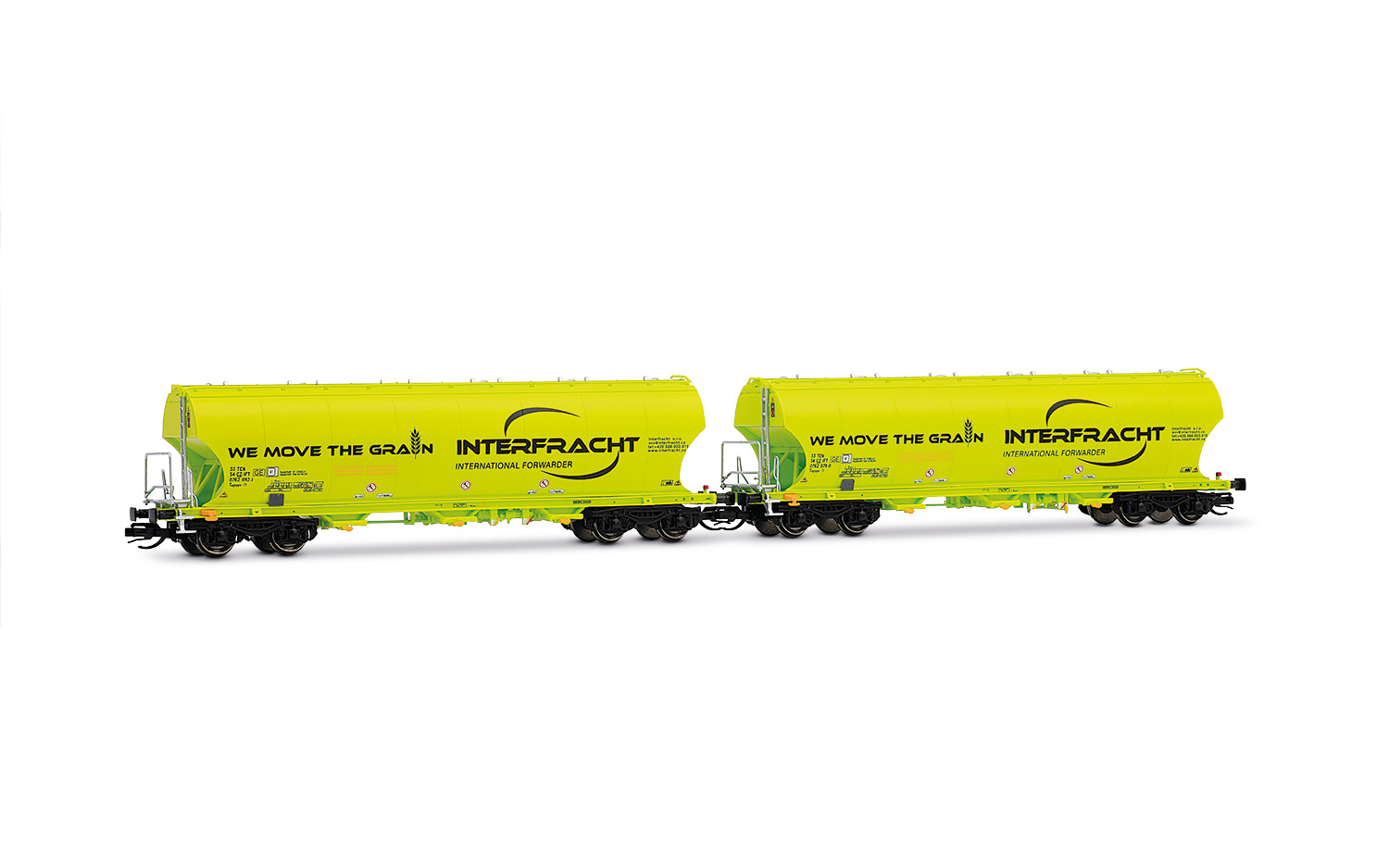 HN9759 CZ-interfracht, 2-unit set of 4-axle silo wagons, neon green ...