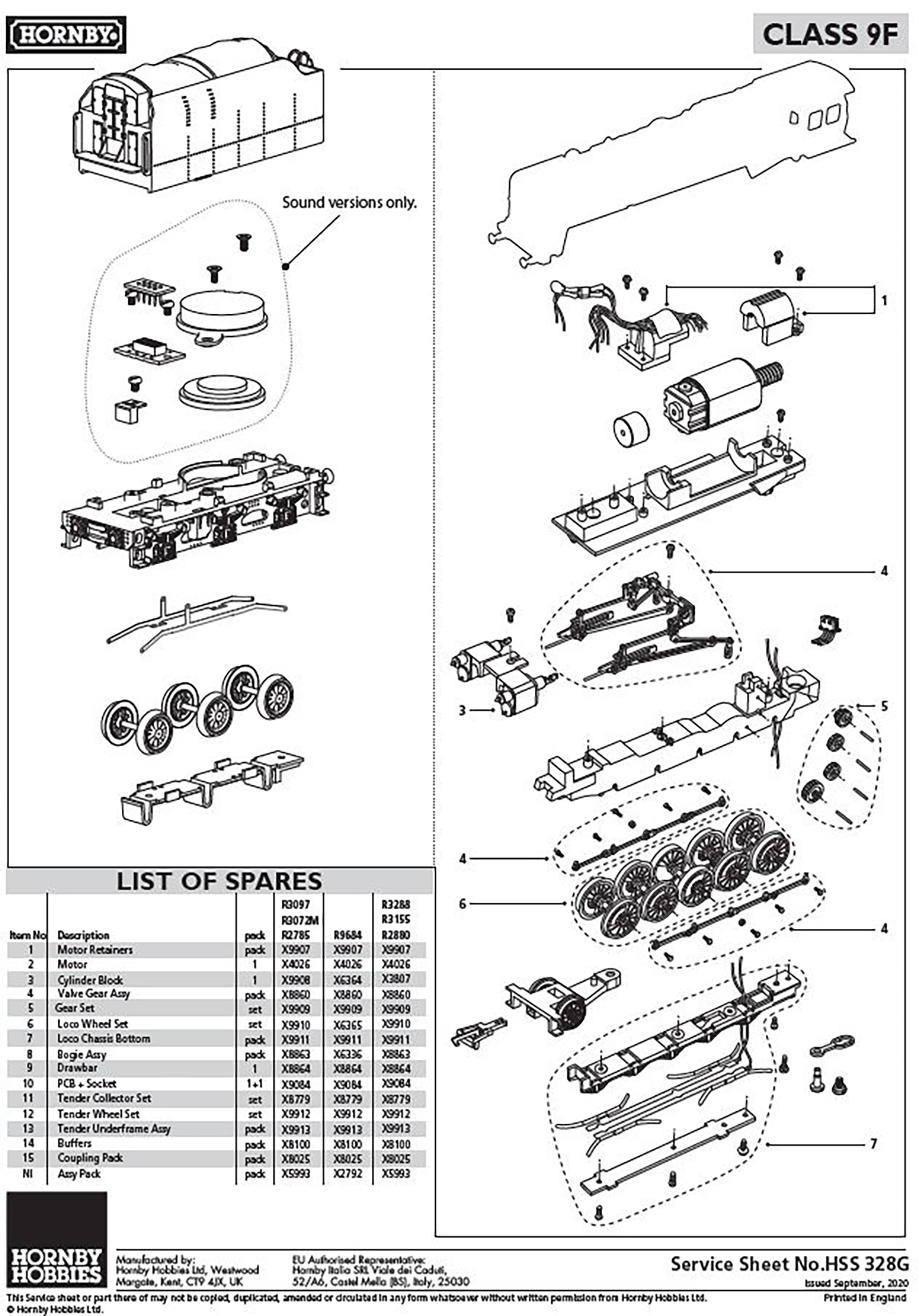 X8860 Class 9F Valve Gear Set