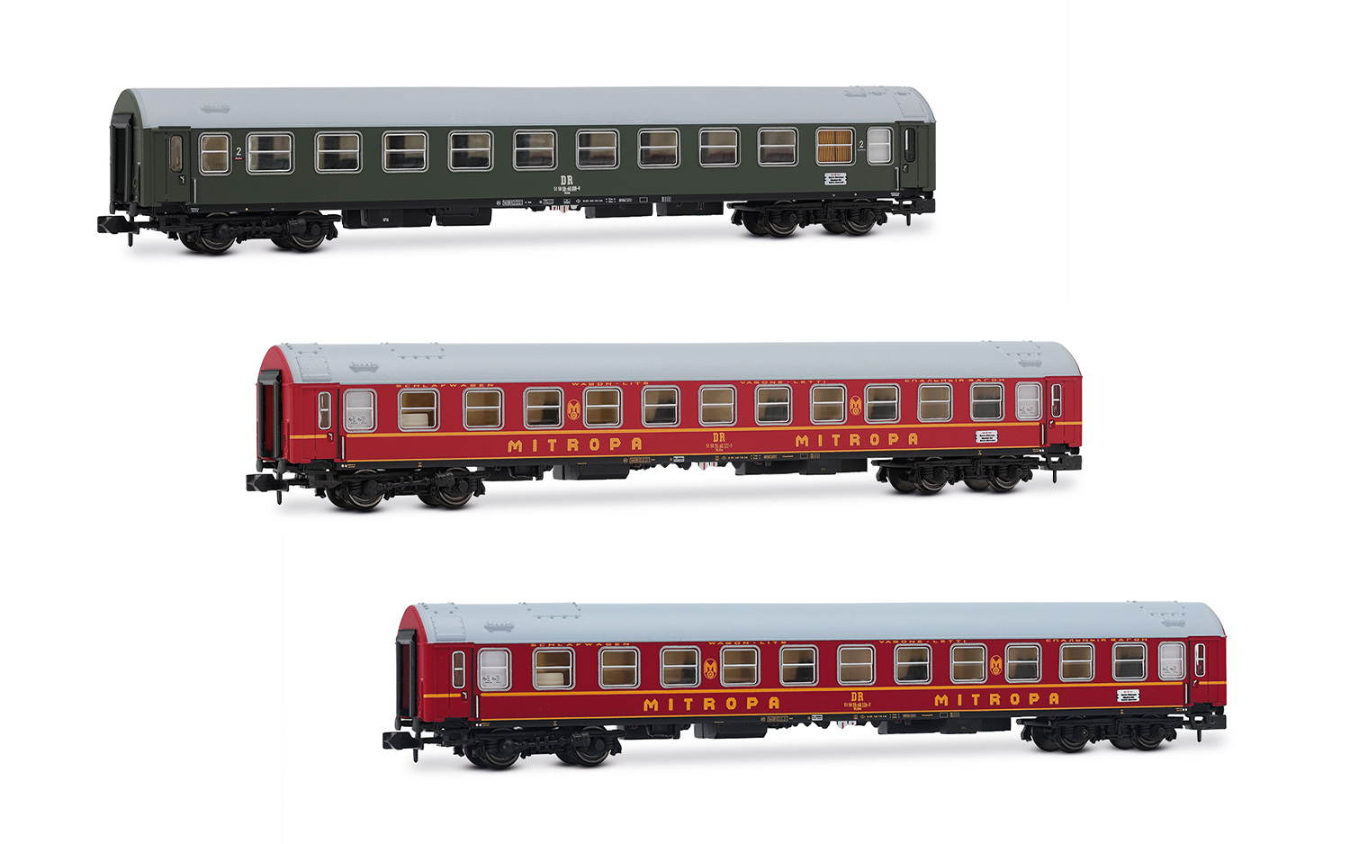 HN4423 DR, 3-unit pack OSShD type B coaches, "Spree-Alpen-Express", set 1 of 2, green and red ...