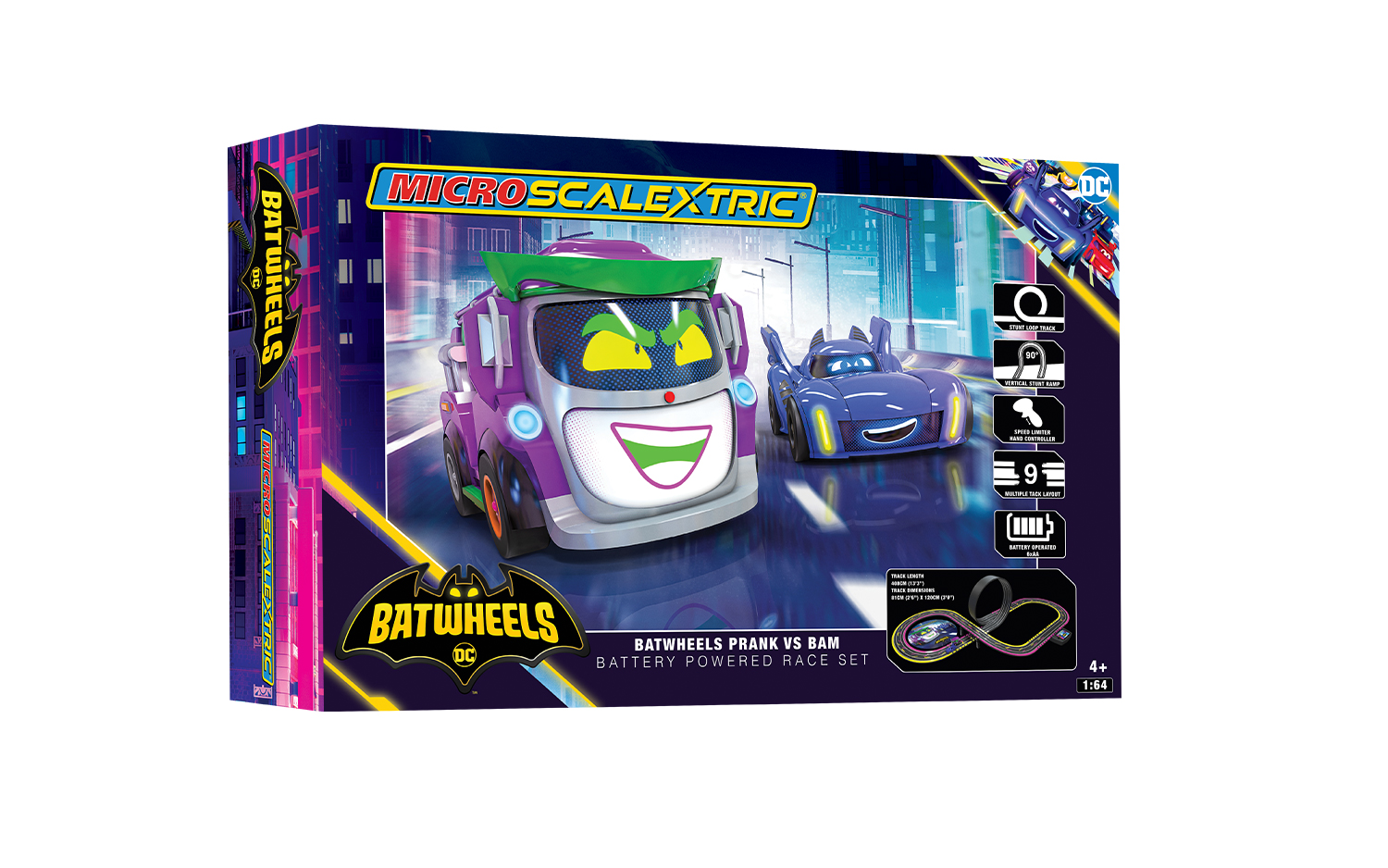 G1186M Micro Scalextric Batwheels Bam vs Joker Battery Powered Race Set