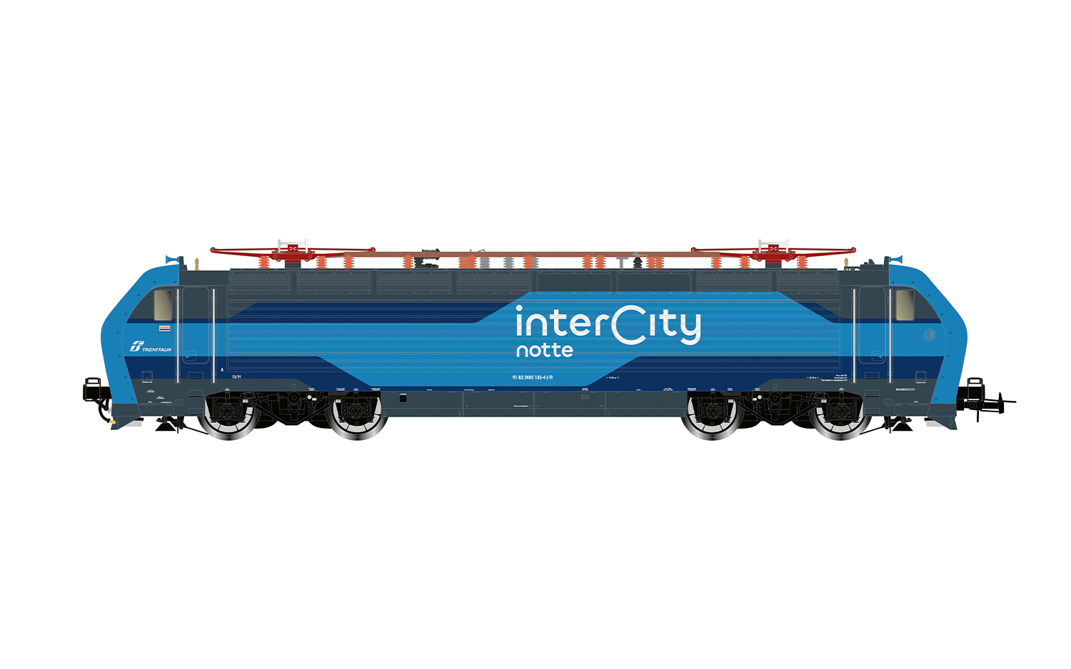 HR2982 FS, electric locomotive E.402B in new "Intercity Notte" new blue livery, ep. VI