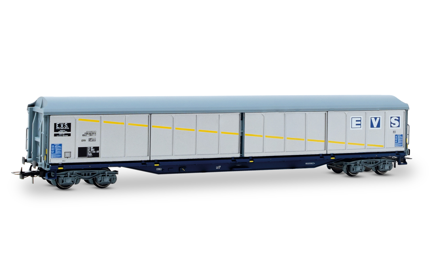 HJ6300 SNCF, 4-axle sliding-walls wagon type Habis "EVS", silver livery ...