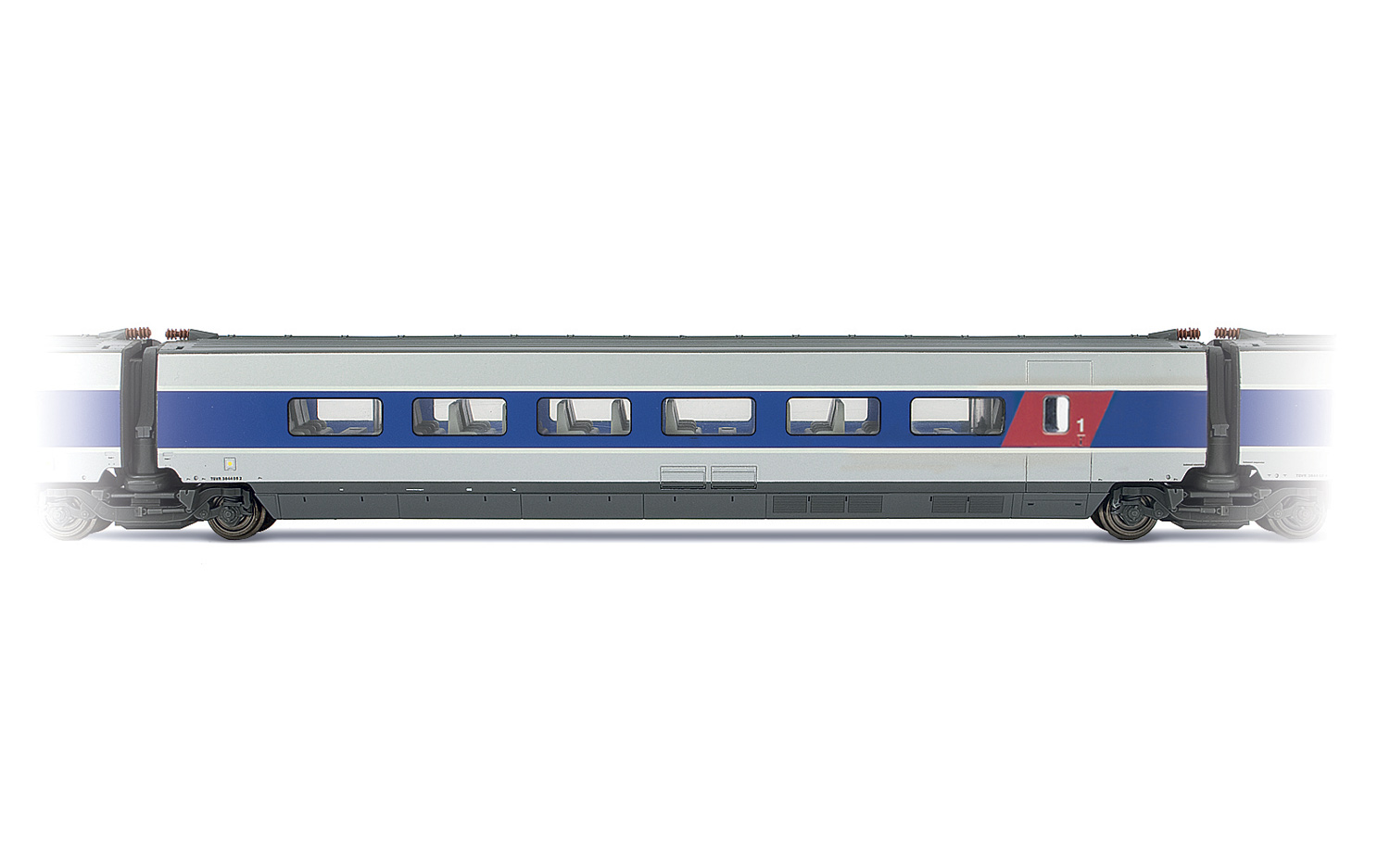 HJ4115 SNCF, TGV Sud-Est, 1st class intermediate coach, blue/metal grey ...