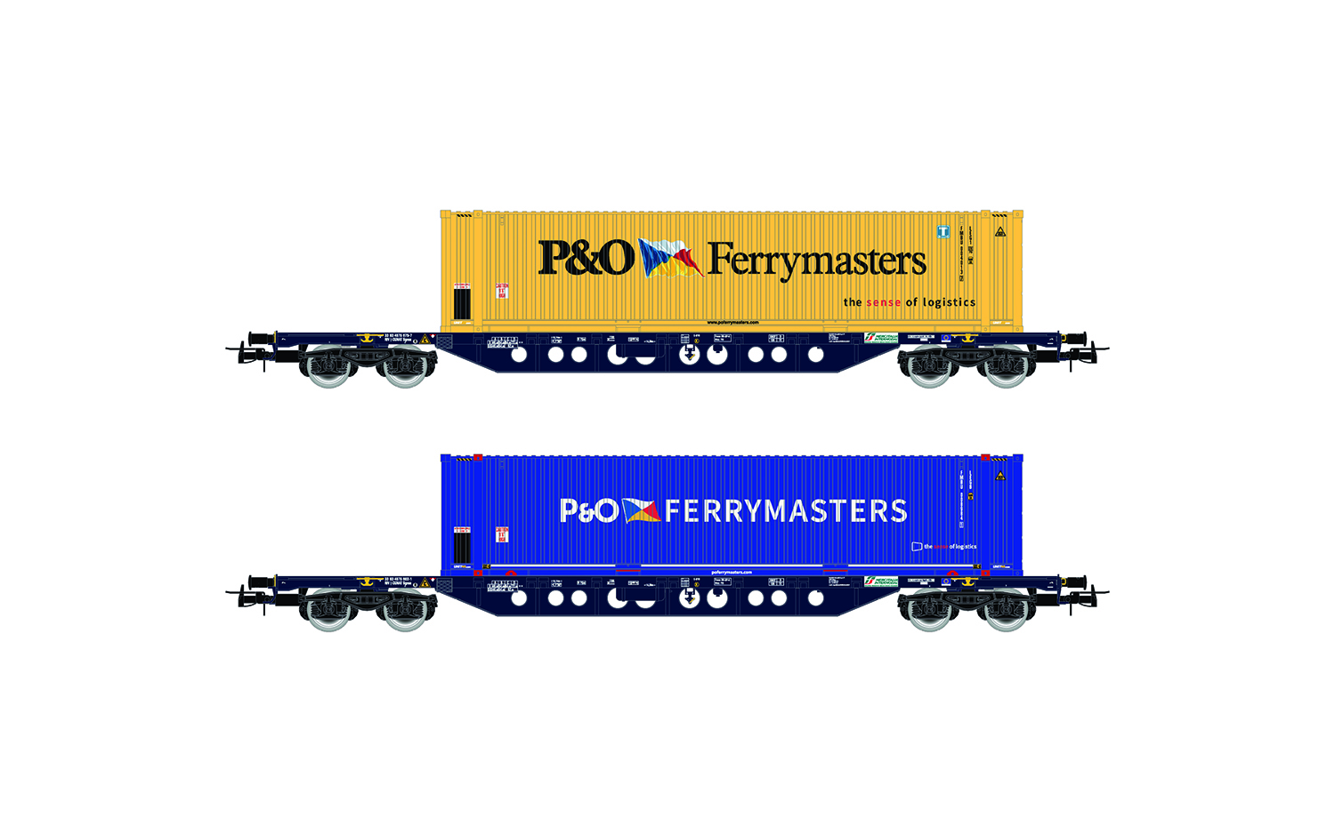 HR6614 2-unit pack Container wagon, loaded with 45' containers "P&O ...
