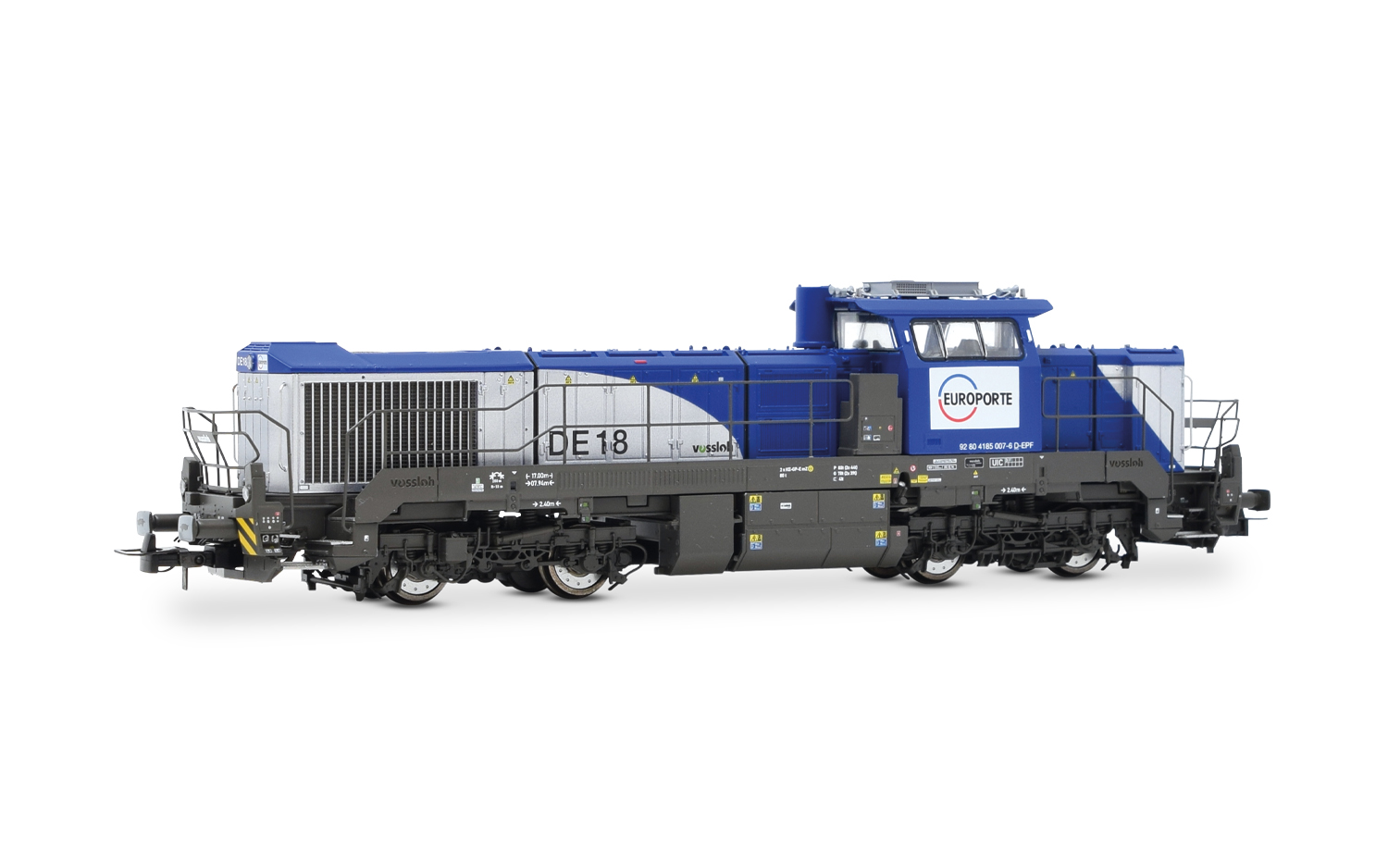 HJ2471 EUROPORTE, diesel-electric locomotive Vossloh DE 18, silver/blue ...