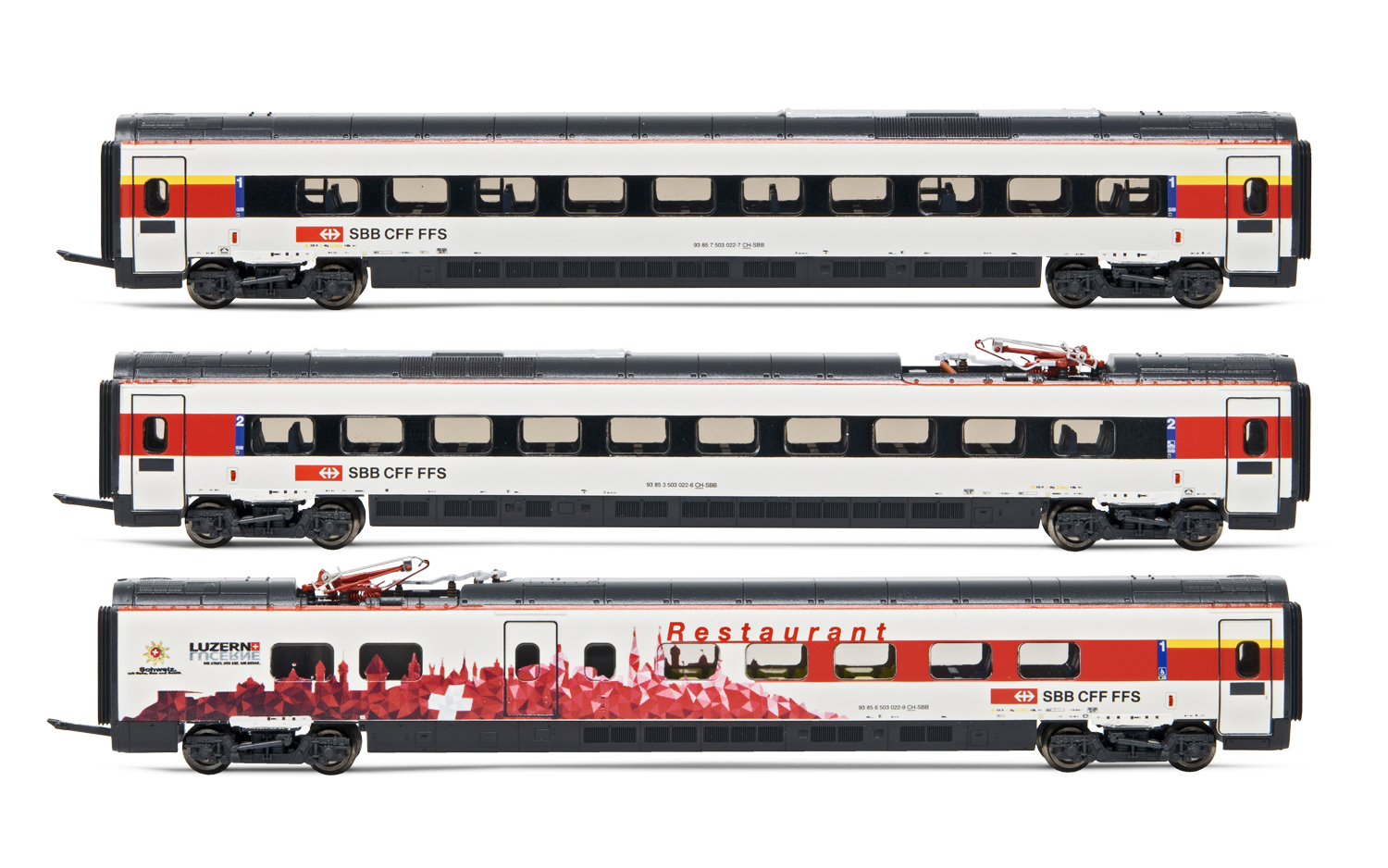 HN3505 SBB, 3-unit pack intermediate coaches for HN2472, white livery ...