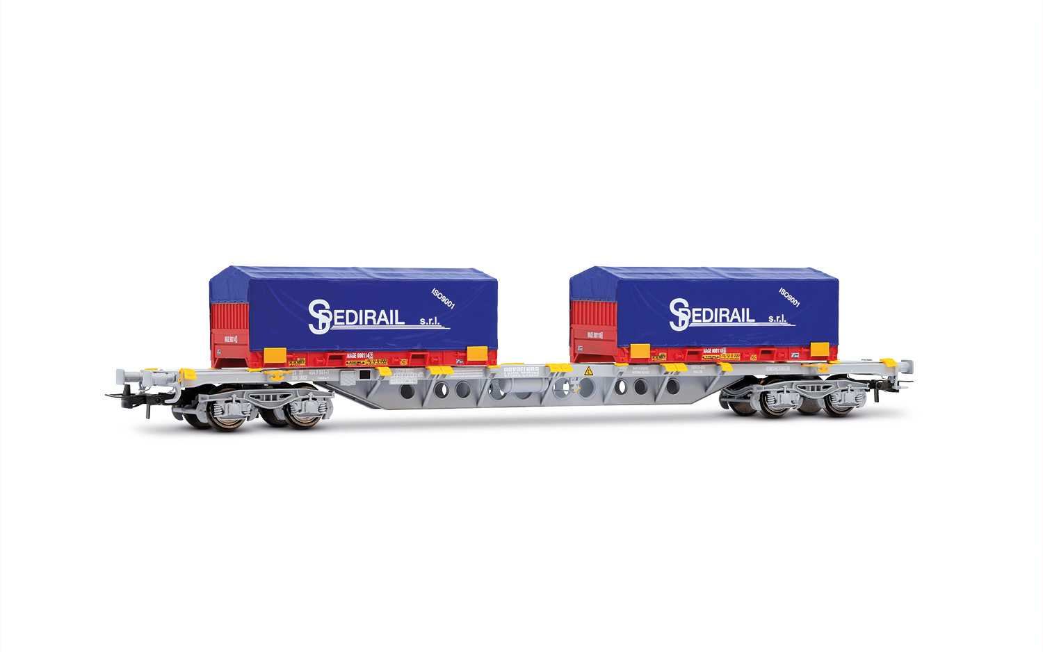 HJ6303 SNCF, 4-axle 60' container wagon Sgss Novatrans in grey livery ...