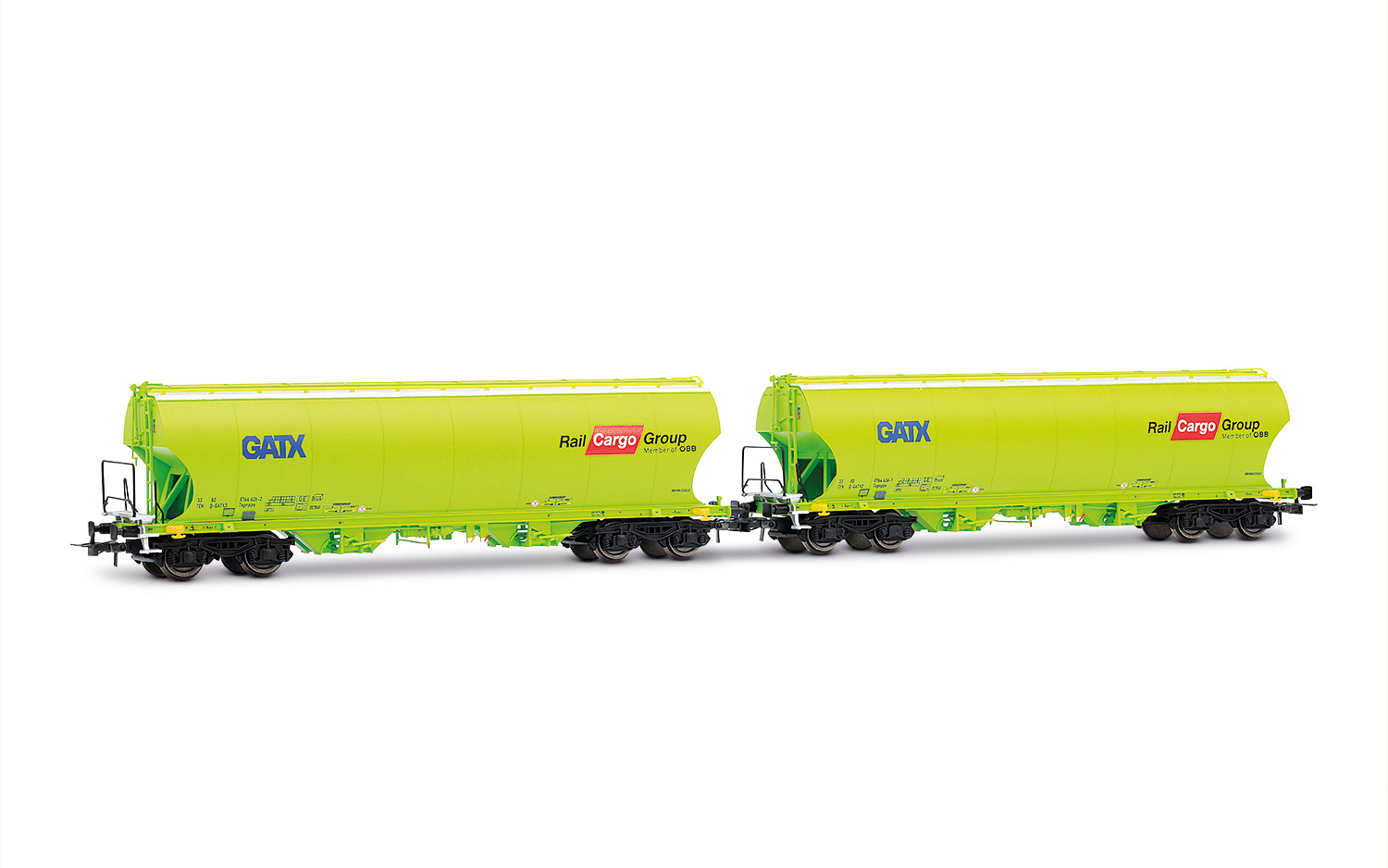 HR6674 GATX, 2-unit set of 4-axle round-sided silo wagons "RAIL CARGO ...