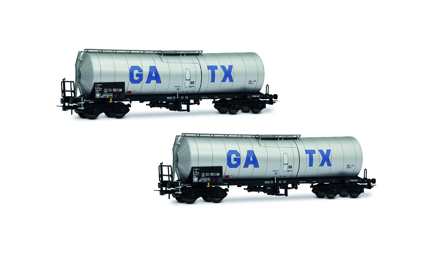 HR6667 GATX, 2-unit set of 4-axle tank wagons, light grey livery with big GATX logo, ep. VI