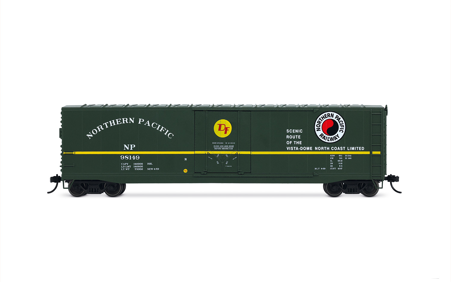 HR6665C Northern Pacific, plug door boxcar, green livery without roof ...